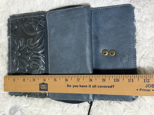 BOC Born Concept Leather Saddle Blue Tooled Wallet Clutch | eBay