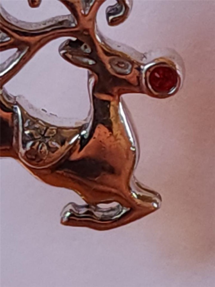Chamilia Leaping Rudolf Reindeer Dangle Swarovski & Sterling Bead 2025 ...