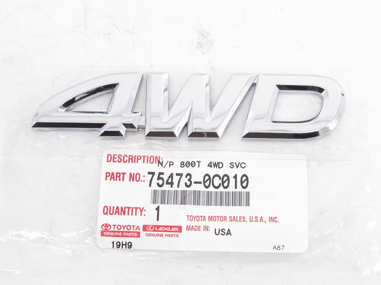 Genuine OEM Toyota 75473-0C010 "4WD" Nameplate Badge Emblem 2000-2006 ...
