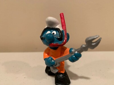 Smurfs Frogman Smurf Scuba Diver Underwater 20120 Rare Vintage Figurine ...