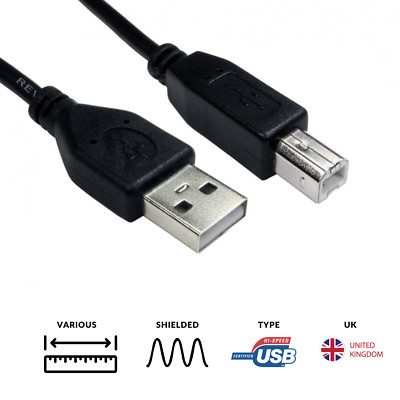 USB Printer Cable Lead Type A Male to B Male HP Epson Brother Canon 1m ...