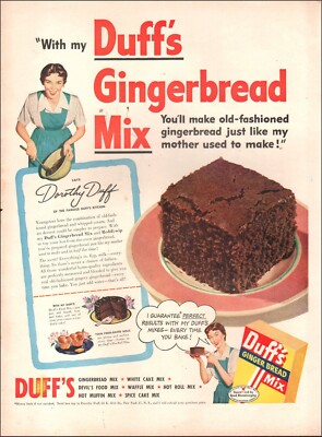 1950 Vintage ad Duff's Gingerbread Mix retro dessert Cake saucer art | eBay