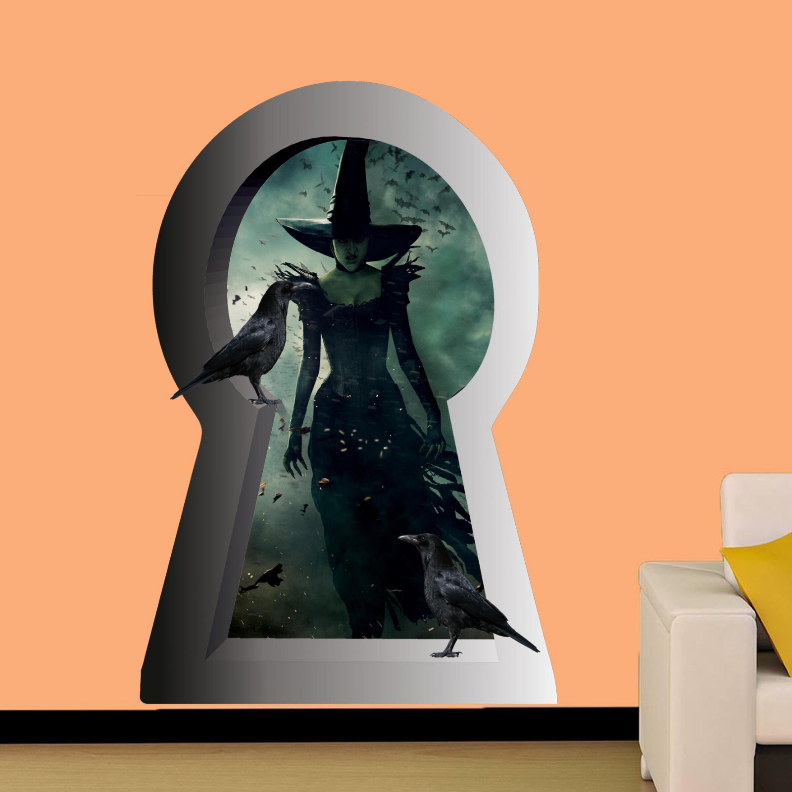 Halloween Gothic Witch Wall Stickers Art 3D Poster Decal Mural Home ...