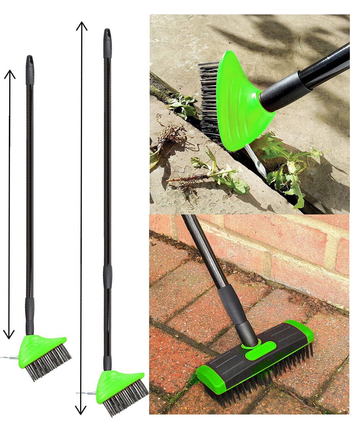 3 In 1 Telescopic Weed Removal Wire Brush Garden Broom Patio Moss ...