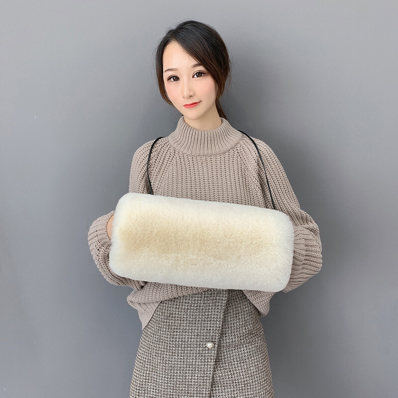 Lady Faux Fox Fur Hand Muffs Warmer Fuzzy Pouch Plush Hand Glove Cover ...