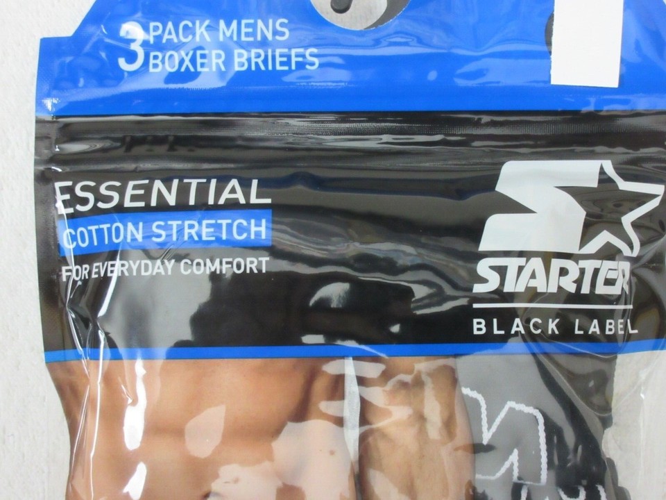 Starter Men's Black Label Essential Cotton Stretch 3 Pack Boxer Briefs ...
