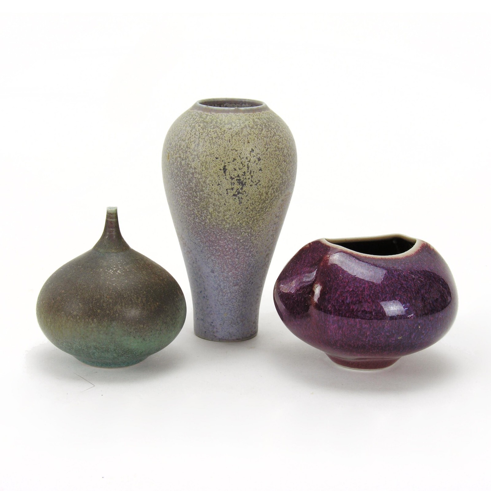 Mark Bell studio pottery 3 miniature vases mid century modern ceramics ...
