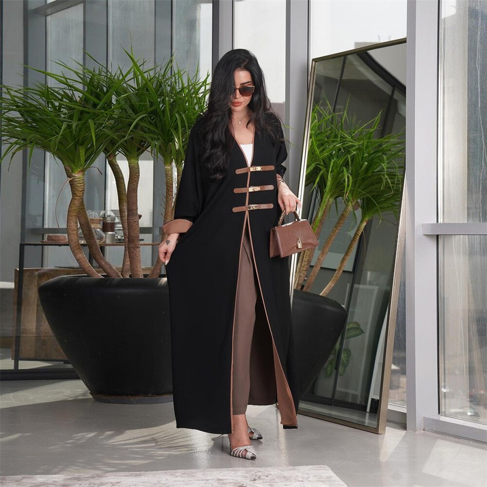 Fashion Women Long Sleeve Abaya Islamic Turkey Kaftan Maxi Dress ...