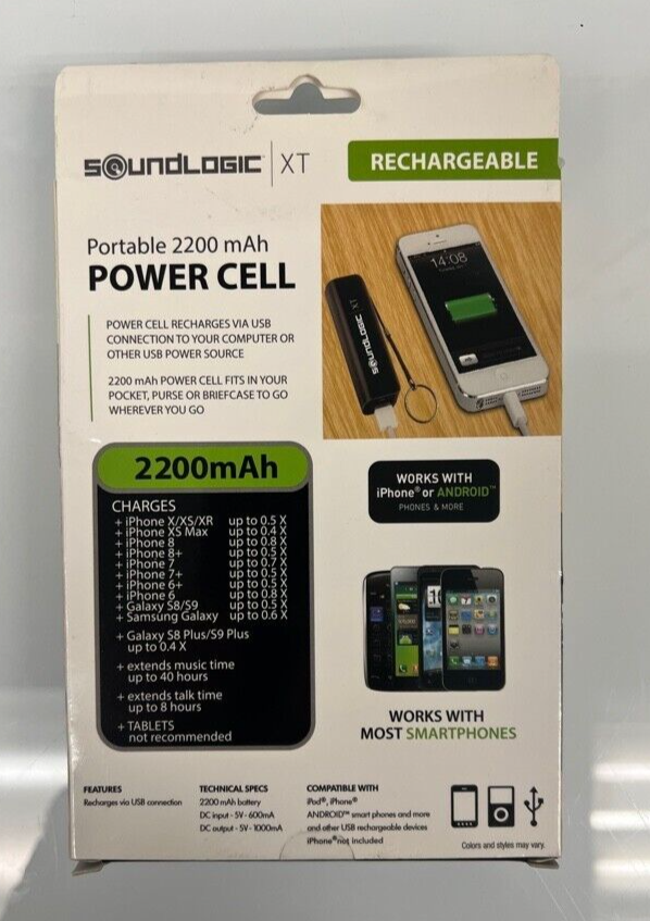 Sound Logic XT Rechargeable Portable Power Cell For ALL 2200mAh Black ...