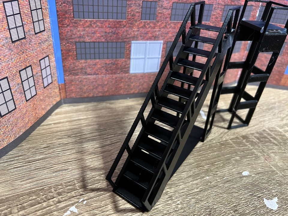 O Scale Stairs and Landing with Railings - Twelve steps over four ...