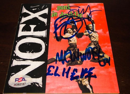 NOFX Punk In Drublic Complete Group Signed CD Cover PSA Fat Mike +3 ...