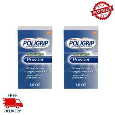 Super Poligrip Extra Strength Denture and Partials Adhesive Powder, 1.6 ...