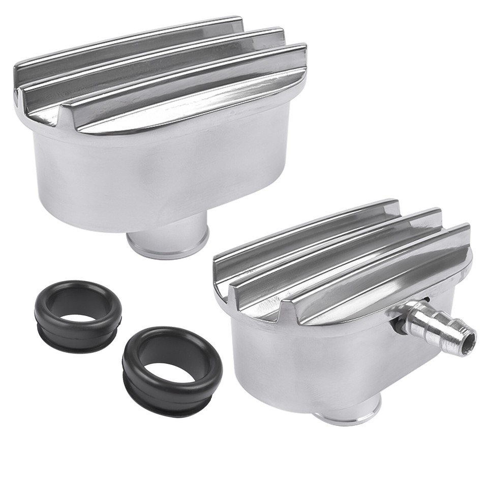 Oval Finned Polished Aluminum Push-in Breather & PCV Kit 1-1/4" Valve ...