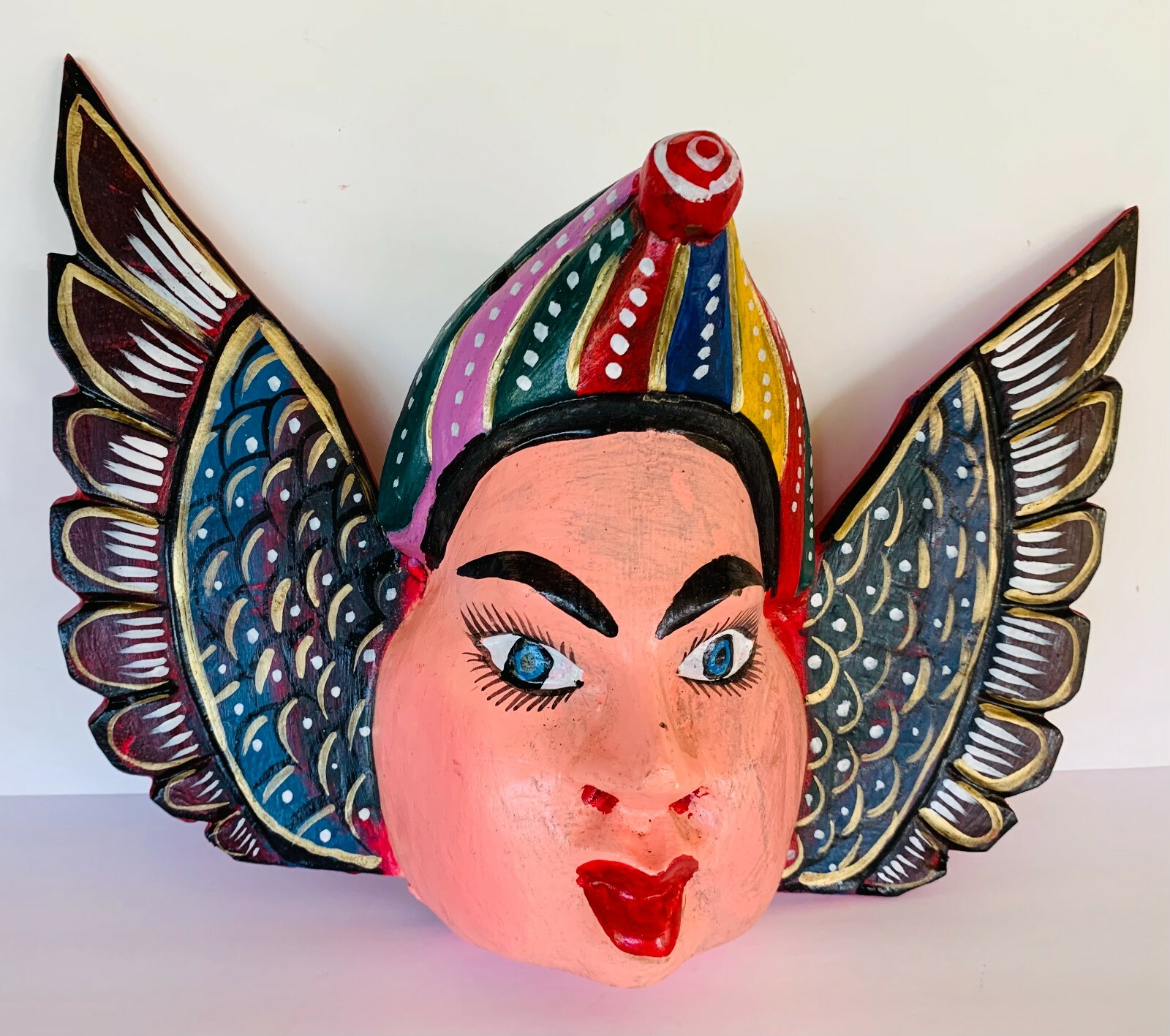 Mexican Folk Art Carved Wood Angel Cacheton Bust Wall Hanging Colonial ...