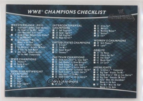 2011 Topps WWE Champions Checklist #90 | eBay