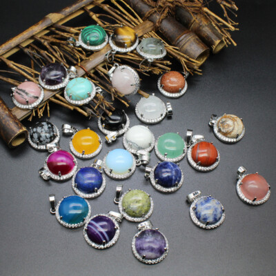 Natural Mini Round Crystal Pendant Stone Jewelry Necklace Quartz ...