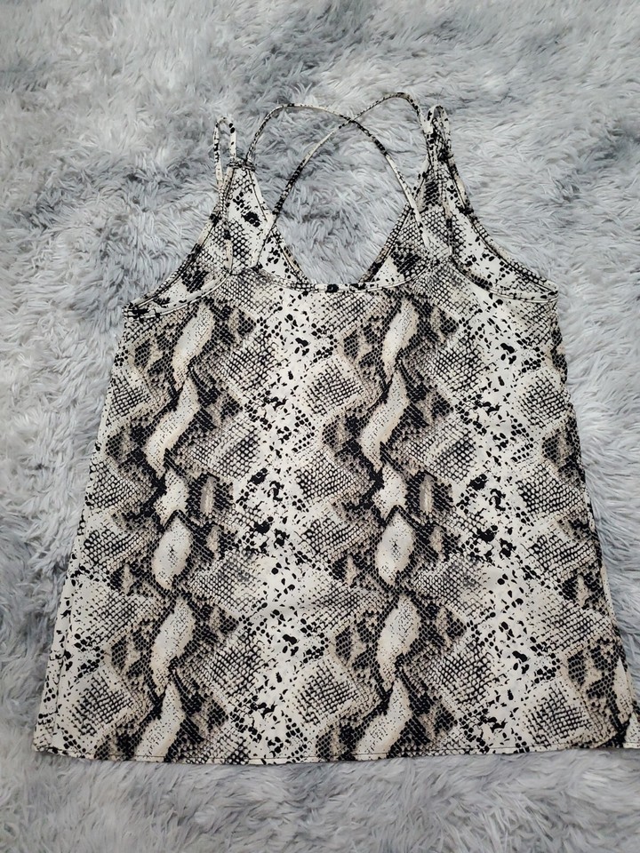ee:some Women's Top Small Snakeskin Print Criss Cross Spaghetti Strap ...