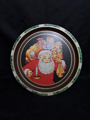 Vintage Round Santa Tin Serving Tray FREE SHIPPING!! | eBay