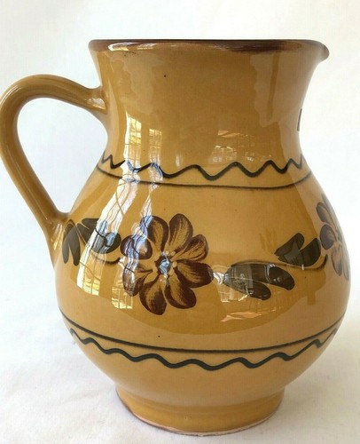 German Redware Pottery Pitcher SC Eintracht Plankstadt 92 Hand Painted ...