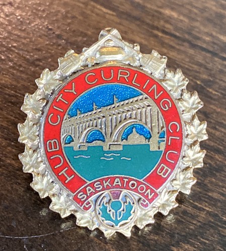Vintage Hub City Curling Club Saskatoon Saskatchewan Canada Pin | eBay