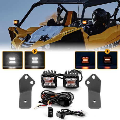 For YAMAHA YXZ1000R 3'' 40W Amber White Strobe LED Pods+A-Pillar Mounts ...