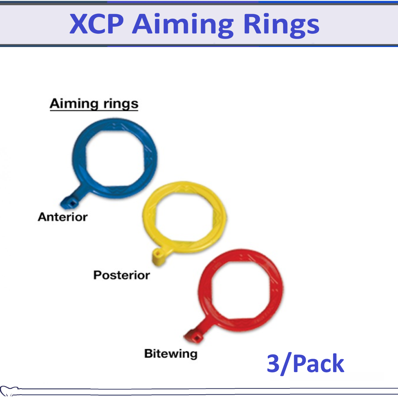 3 Bitewing X-ray Aiming Ring Rinn XCP- DS XSP Style Red Yellow Or Blue ...