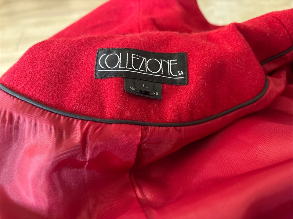 Luscious Women’s VTG CHERRY RED Wool BELTED COAT Collezione -L 8-10 Mid ...