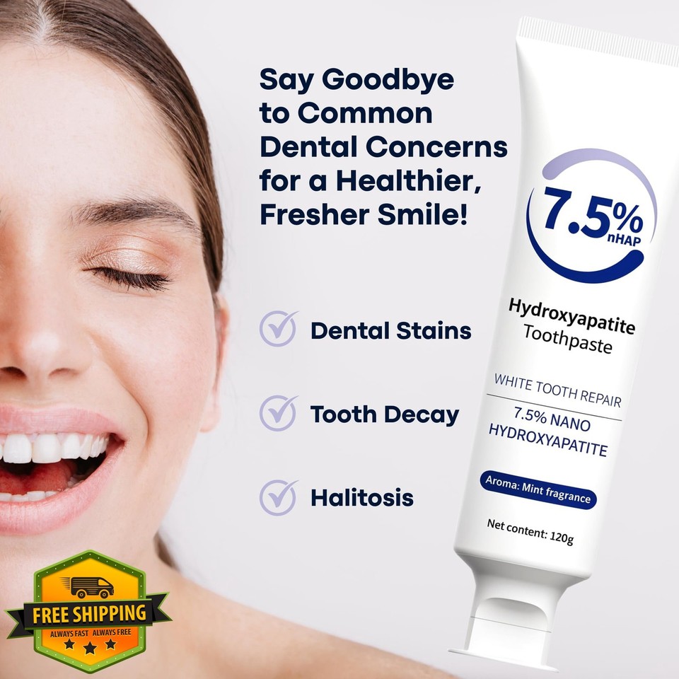 Nano Hydroxyapatite Toothpaste - 7.5% Remineralize, Whitening - 2 Pack ...
