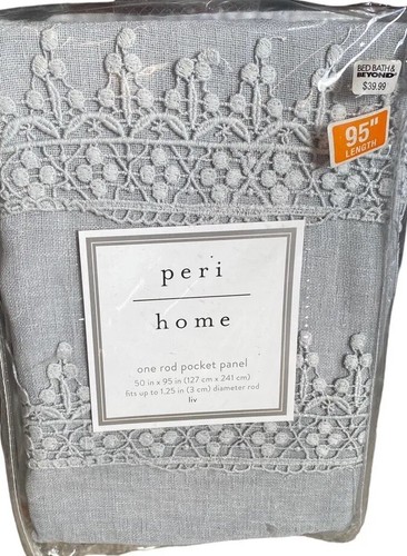 Peri Home Rod Pocket Panel Lace Muslin Gauze Semi Sheer Boho Light Grey ...