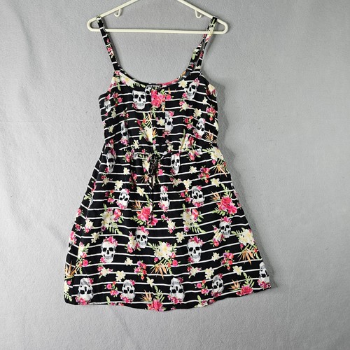 Hot Topic Sundress Womens Small Black Skull Floral Rockabilly Light ...