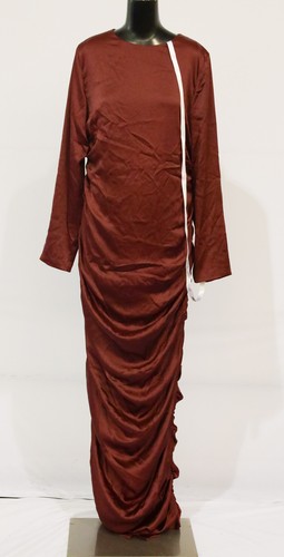 Veiled Collection Women's Satin Rouched Maxi Dress BE5 Burgundy Large ...