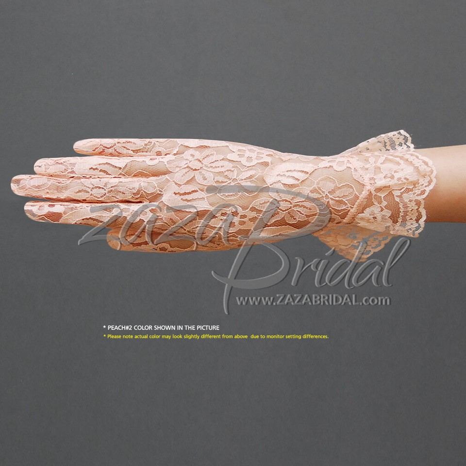 Flower Pattern Women's Lace Gloves with Ruffle-Wrist Length, Various ...