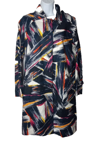Adrienne Vittadini Neon Glow Multicolored Print Trench Coat Women's ...