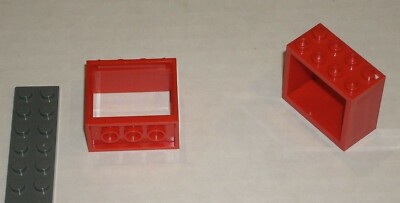LEGO NEW 2x4x3 Red Window with Square Holes (2x) 4528164 Brick 60598 | eBay