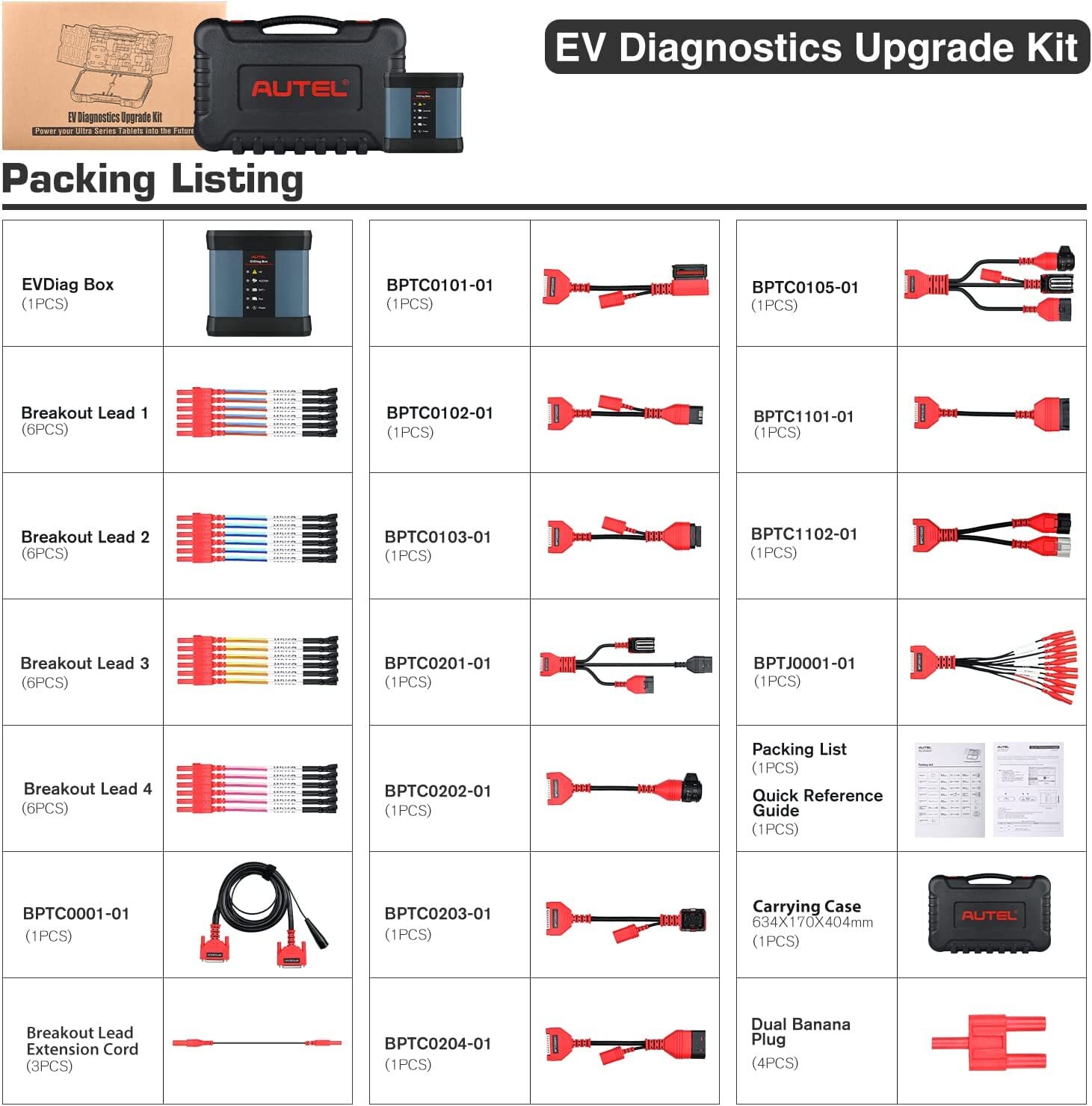 Autel MaxiSys EV Diagnostics Upgrade Kit EVDiag Box Breakout Leads ...