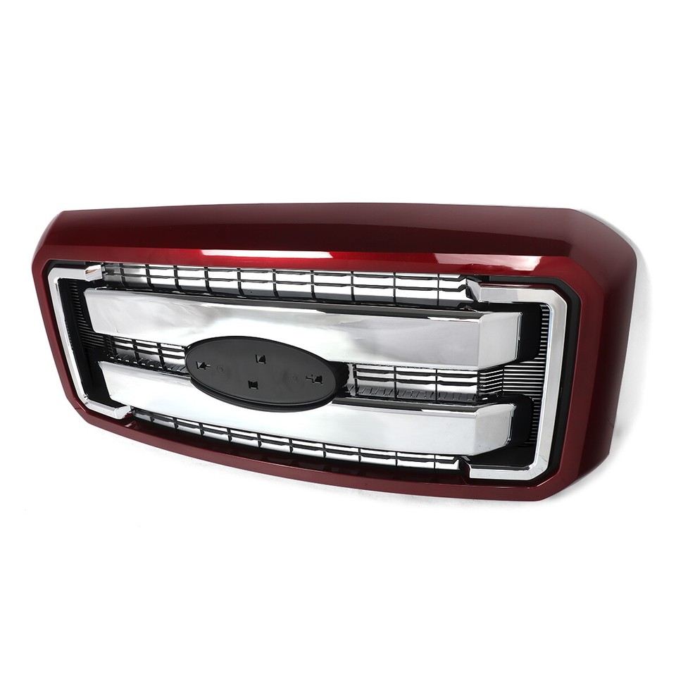 For 11-16 Ford F250 F350 Super Duty Ruby Red Chrome Grille Assembly ...