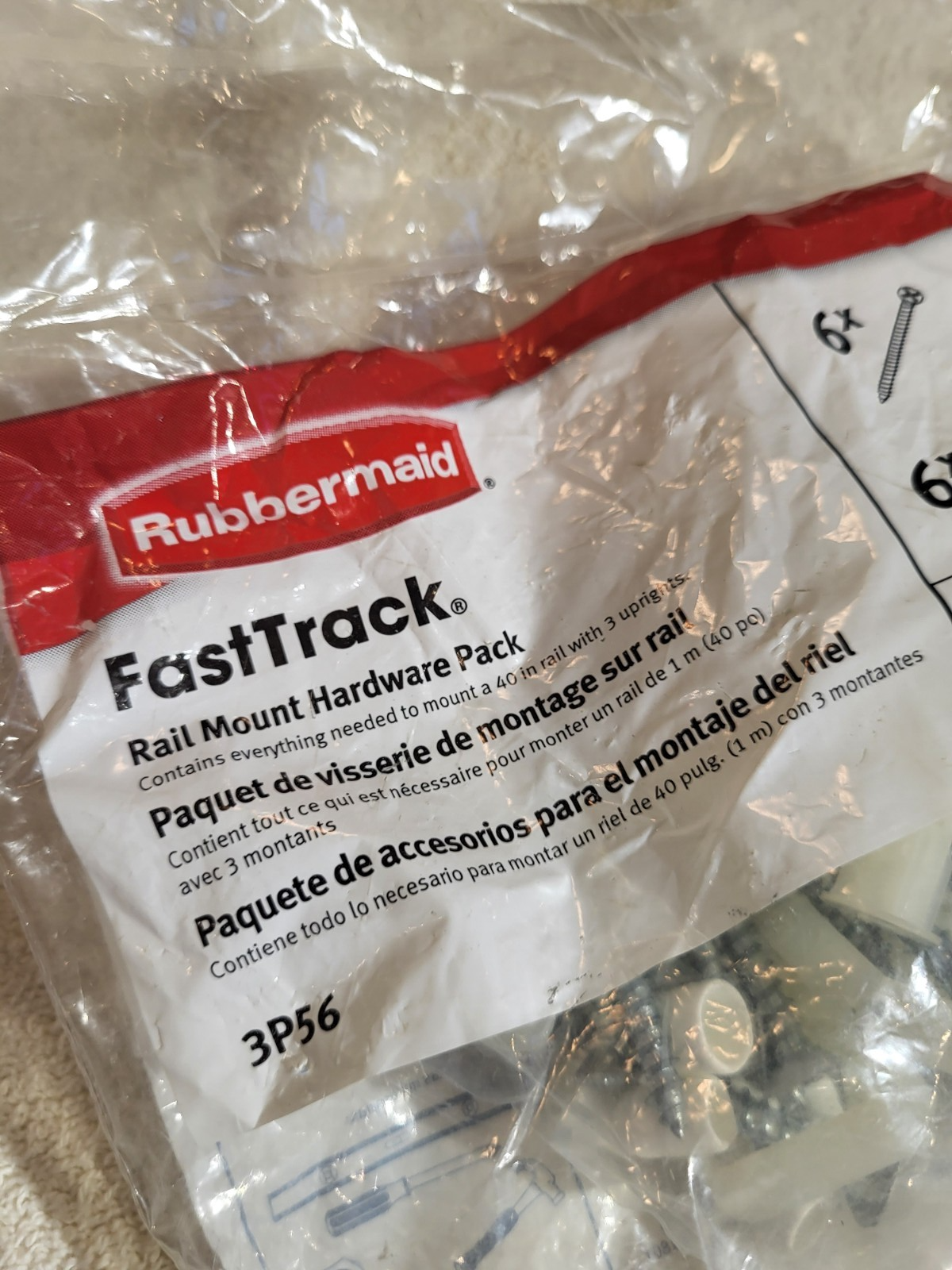 ( 1 ) Rubbermaid Fast Track Adjustable Closet System Hardware Kit White ...