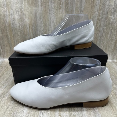 Lafayette 148 New York Mira Ballet Flats Womens EU 41 US White Leather ...