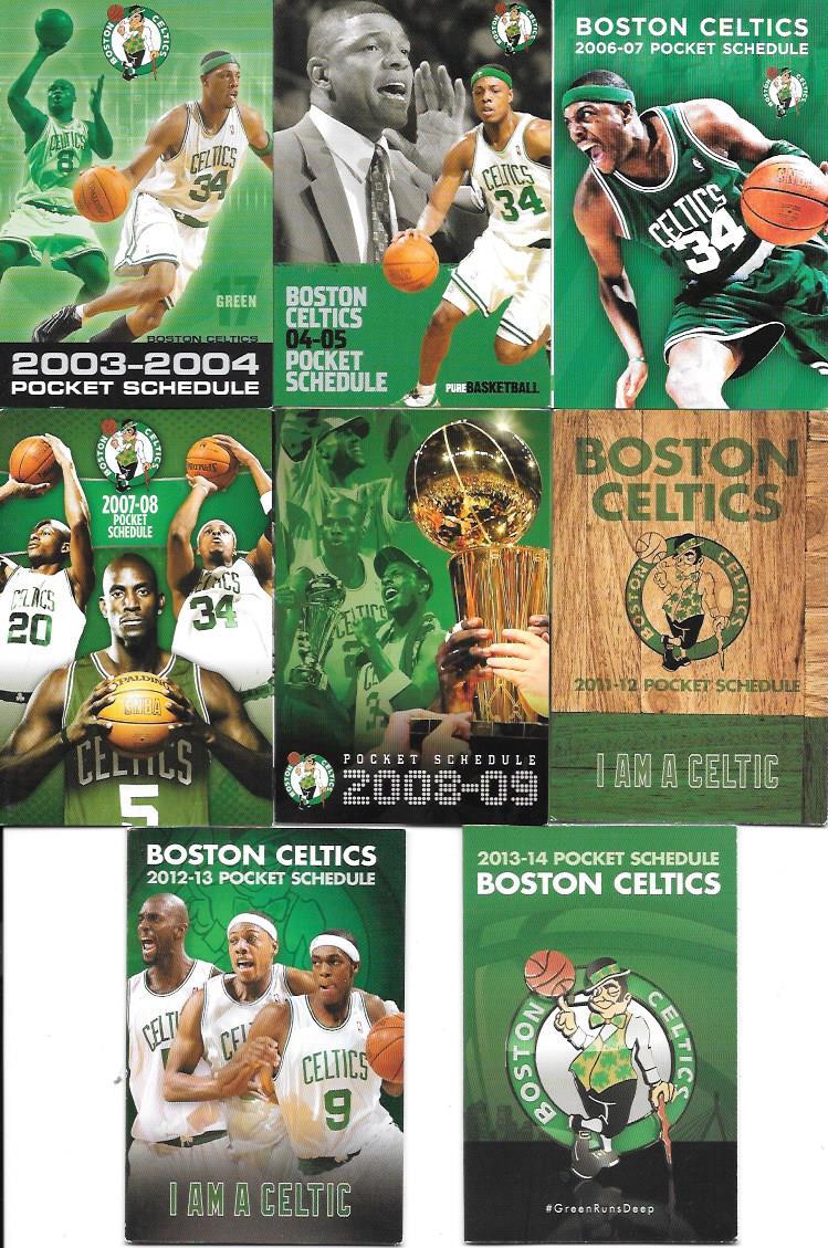 BOSTON CELTICS BASKETBALL (8) DIFFERENT POCKET SCHEDULES SEE LIST | eBay