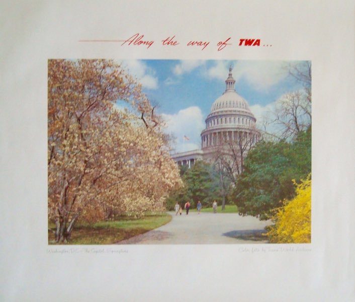 TWA AIRLINES ALONG THE WAY WASHINGTON DC Vintage Travel poster 1958 ...