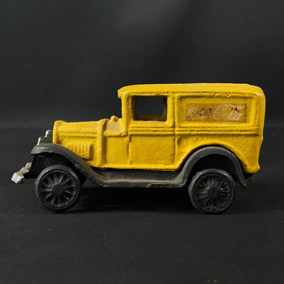 Vintage Coca Cola Coke Yellow Cast Iron Delivery Truck Toy Car Vehicle ...