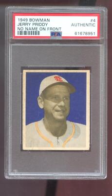 1949 Bowman #4 Jerry Priddy No Name On Front PSA A Graded Baseball Card ...