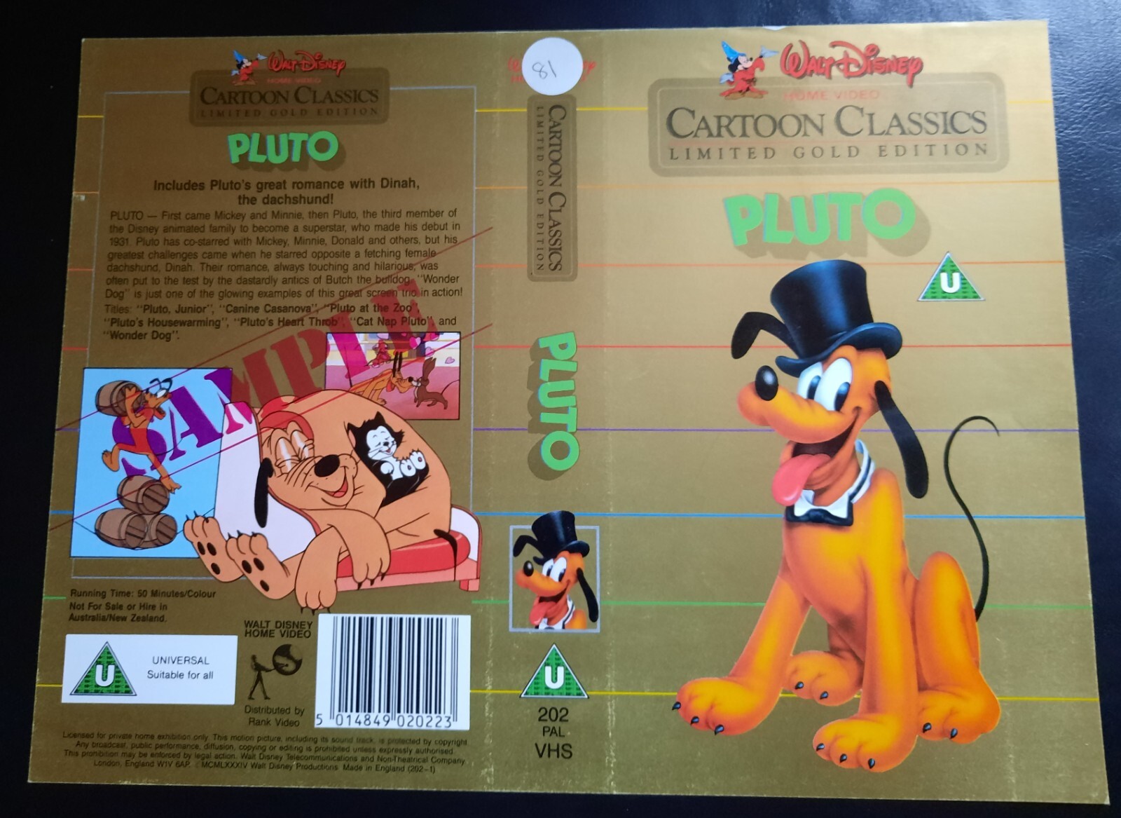 Pluto Disney Cartoon Classics Gold Edition - VHS Home Video Tape for ...