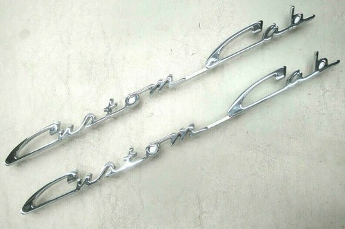 57 58 59 60 FORD TRUCK CUSTOM CAB DOOR EMBLEMS SCRIPT PAIR NEW * | eBay