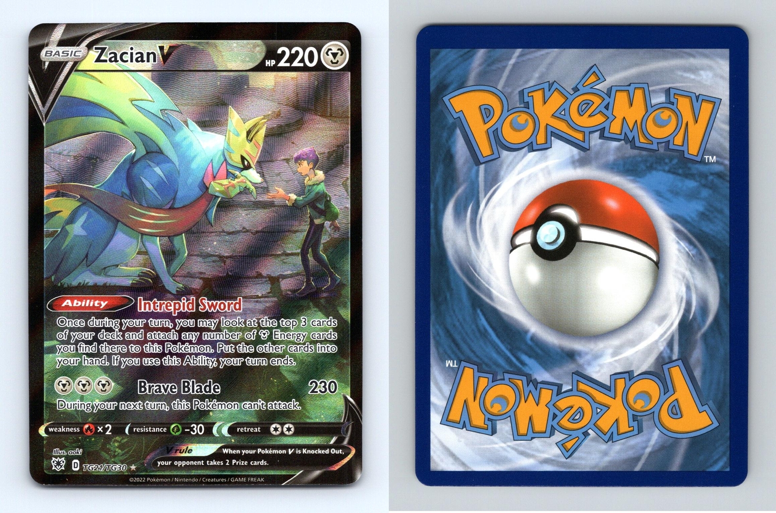 Zacian V #TG21/TG30 SWSH Astral Radiance Trainer Gallery Pokemon 2022 ...