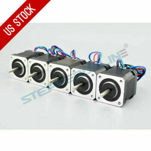 STEPPERONLINE 5pcs Nema 17 Stepper Motor 84oz.in 4-lead 17HS19-2004S1 ...