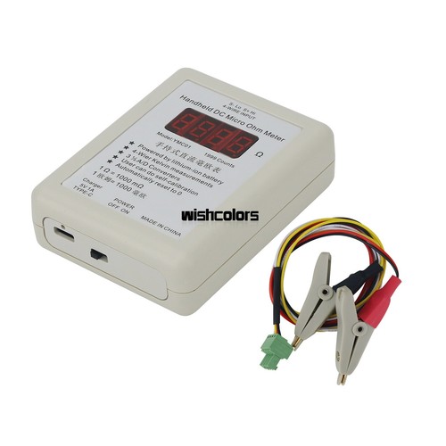 YMC01 DC Ohm Meter Low Resistance Tester with 4-Wire Testing Mini Clip ...