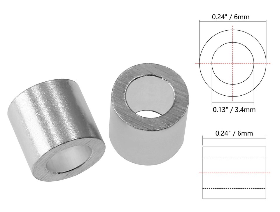 100pcs 1/8 Inch Aluminum Crimping Stop Sleeve for Wire Rope and Cable ...