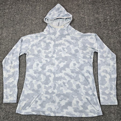 Free Fly Hoodie Mens Medium Blue Camo Lightweight Bamboo Sun Pullover ...