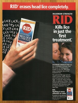 1995 RID Vintage Print Ad/Poster Head Lice Medication Health 90s Kids ...